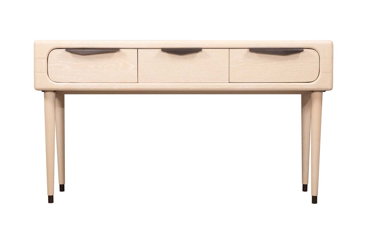 Mindy Brownes Tempio Console Table – Cream with Retro Style & Brown Handles – Beaumonde