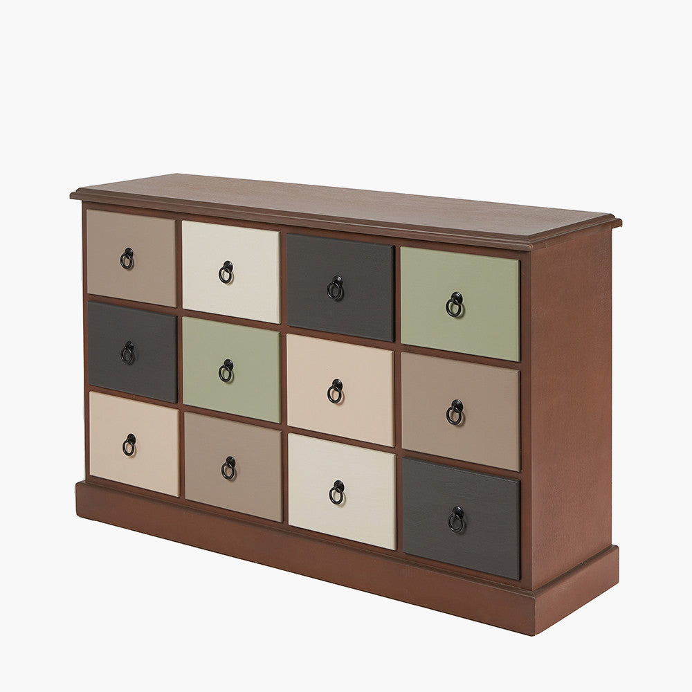 Beau&Co Falk Sage Multicoloured Pine Wood 12 Drawer Unit – Beaumonde