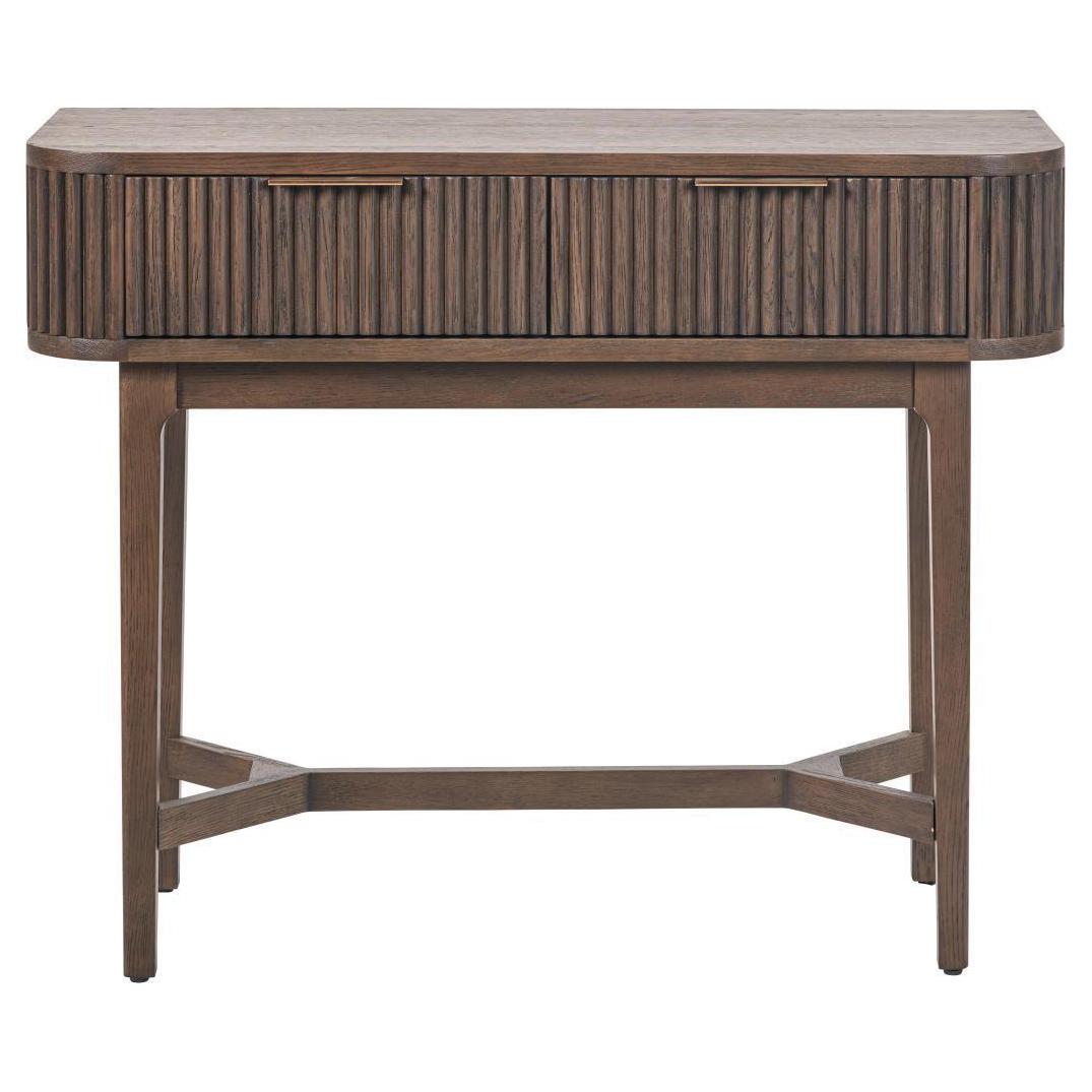Beau&Co Oskar Dark Brown Ribbed 2 Drawer Console Table – Beaumonde