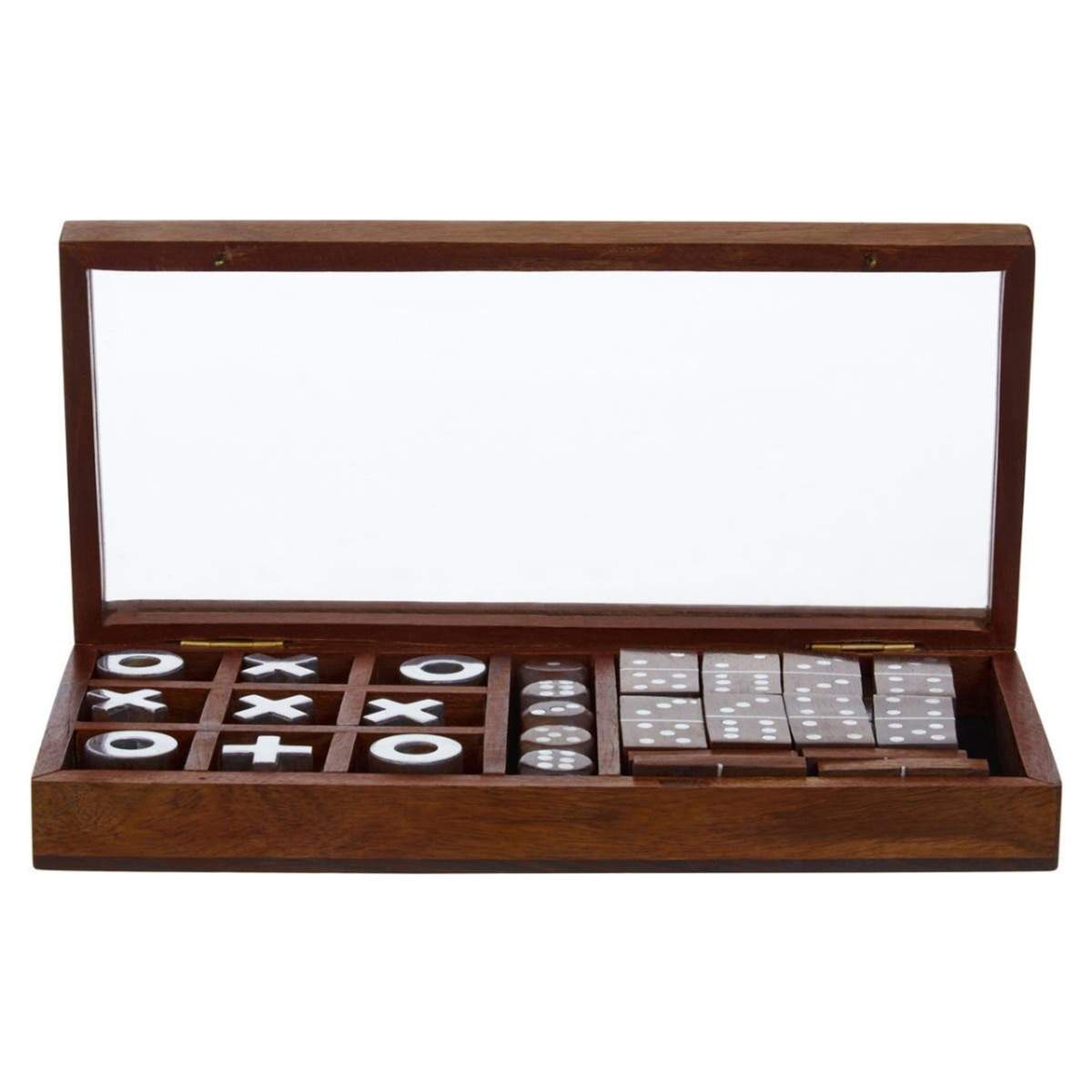 Beaumonde Home Churchill Games Brown Sheesham Wood Multi Game Set