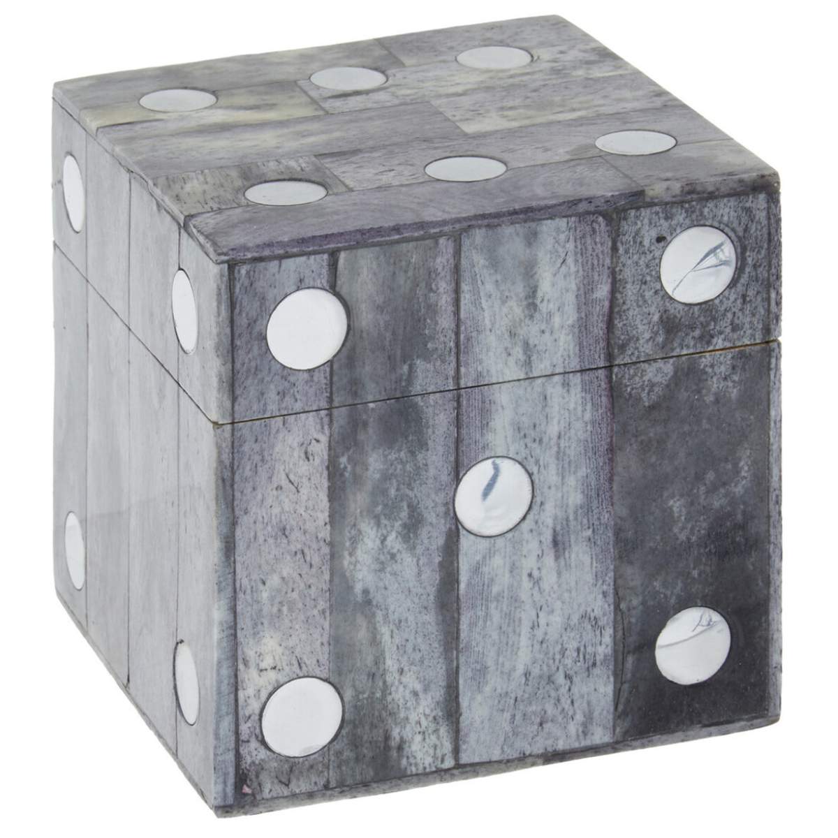 Beaumonde Home Churchill Games Grey Bone Dice Box with 5 Black Dice