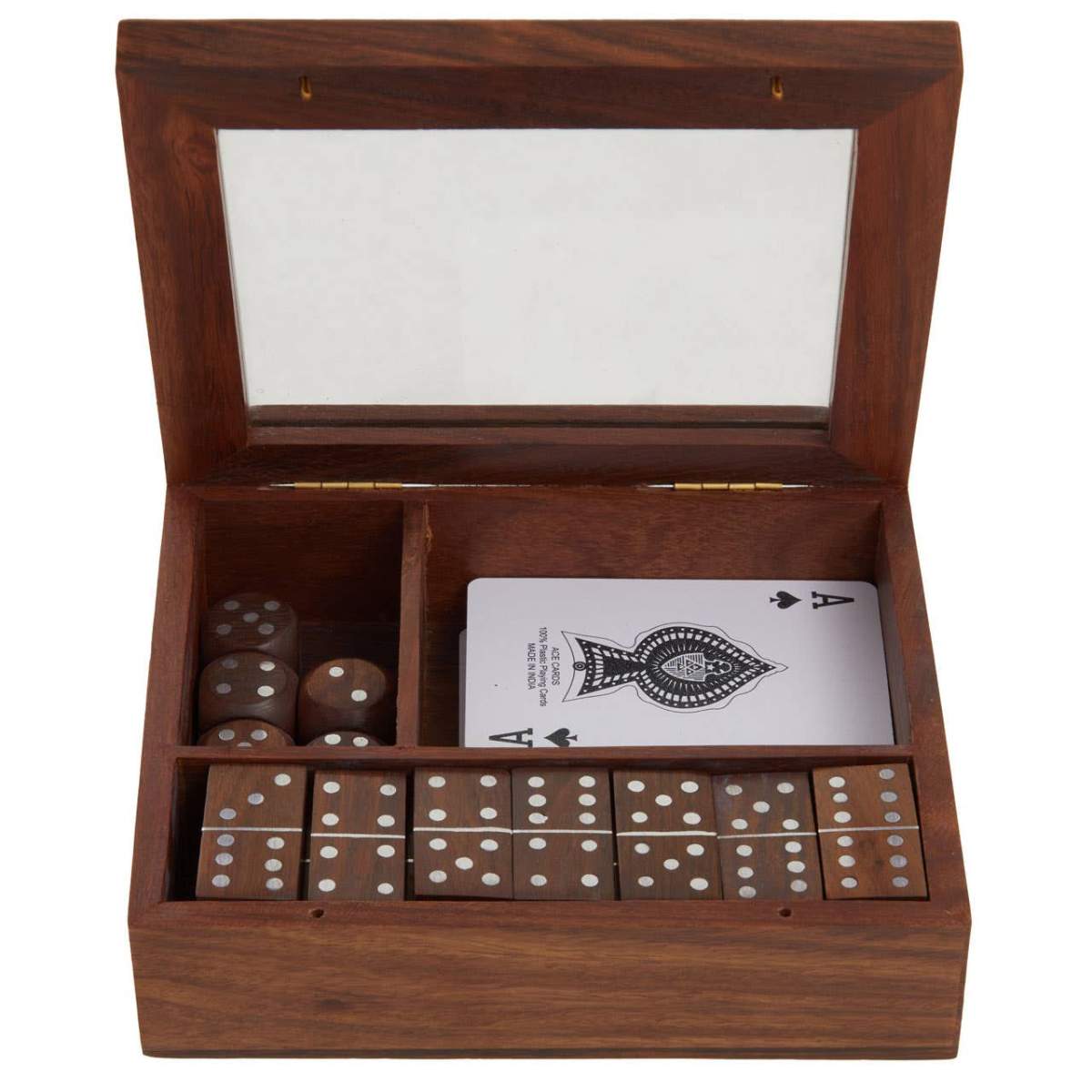 Beaumonde Home Churchill Games Set With Dominoes Dice and Playing Card