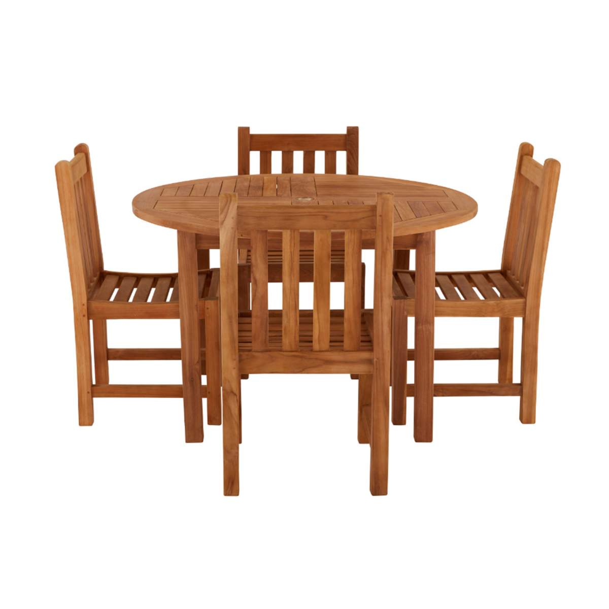 Garden Trading Churn Teak Round Table 120cm & 4 Grisdale Side Chairs ...