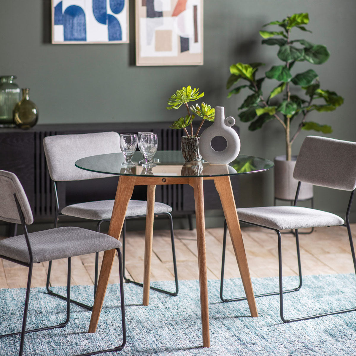 Gallery Direct Blair Round Dining Table Oak 900x900x750mm – Beaumonde