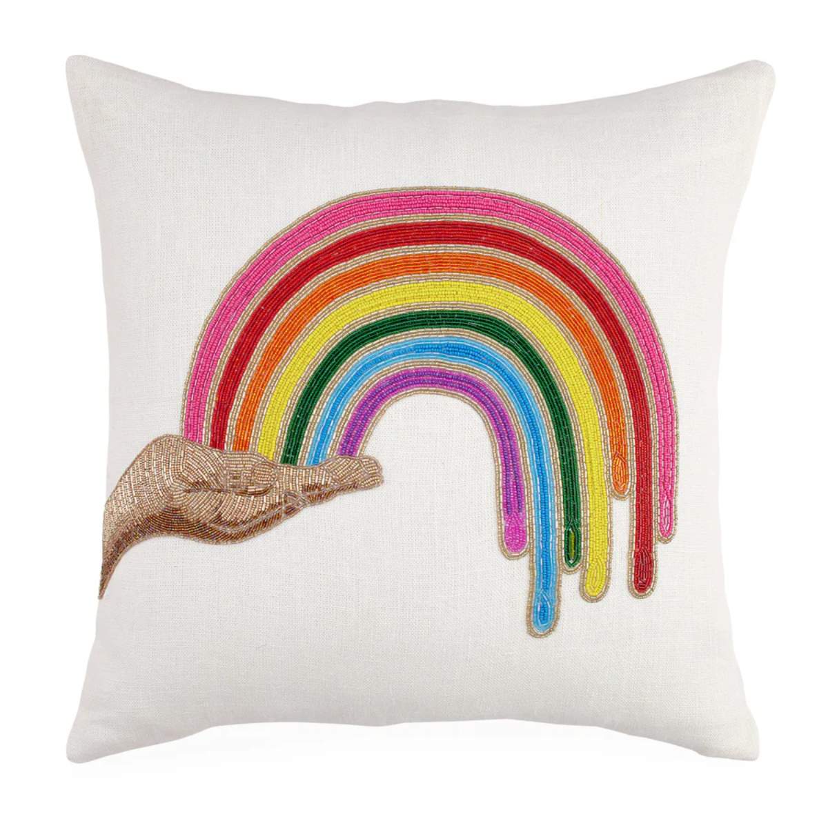 Jonathan Adler Rainbow Hand Beaded Cushion – Beaumonde