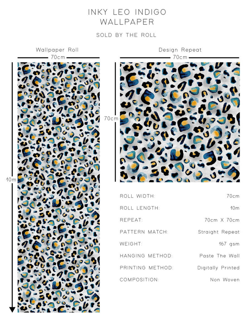 Indigo Inky Leopard Wallpaper - Roll | Luxury Home Decor by Avalana ...