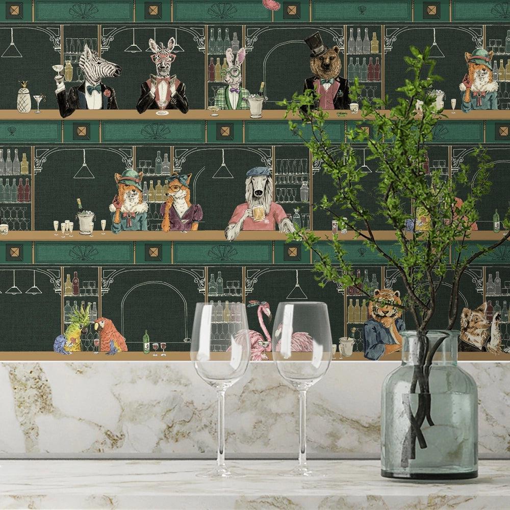 Happy Hour Club Green Wallpaper | Brand Mckenzie | Beaumonde