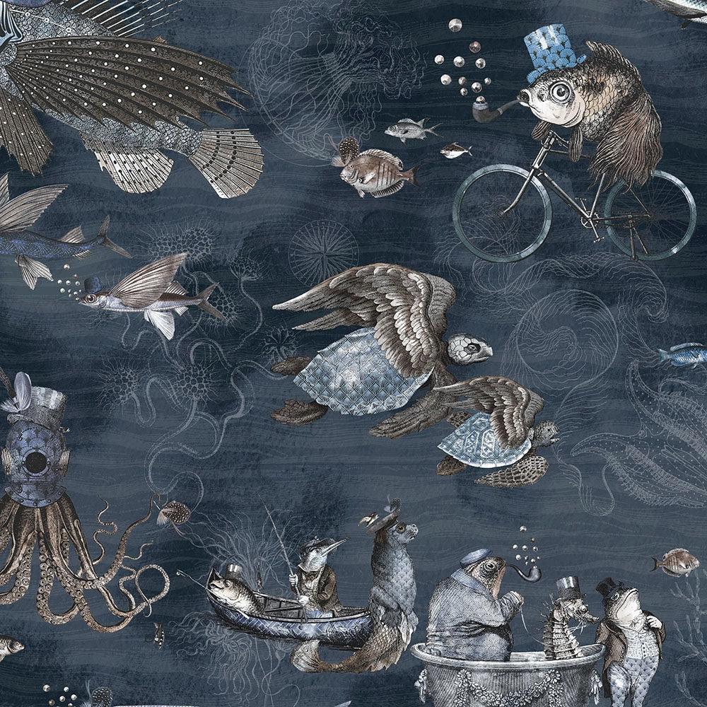 Sea Life Navy Wallpaper | Brand Mckenzie | Beaumonde