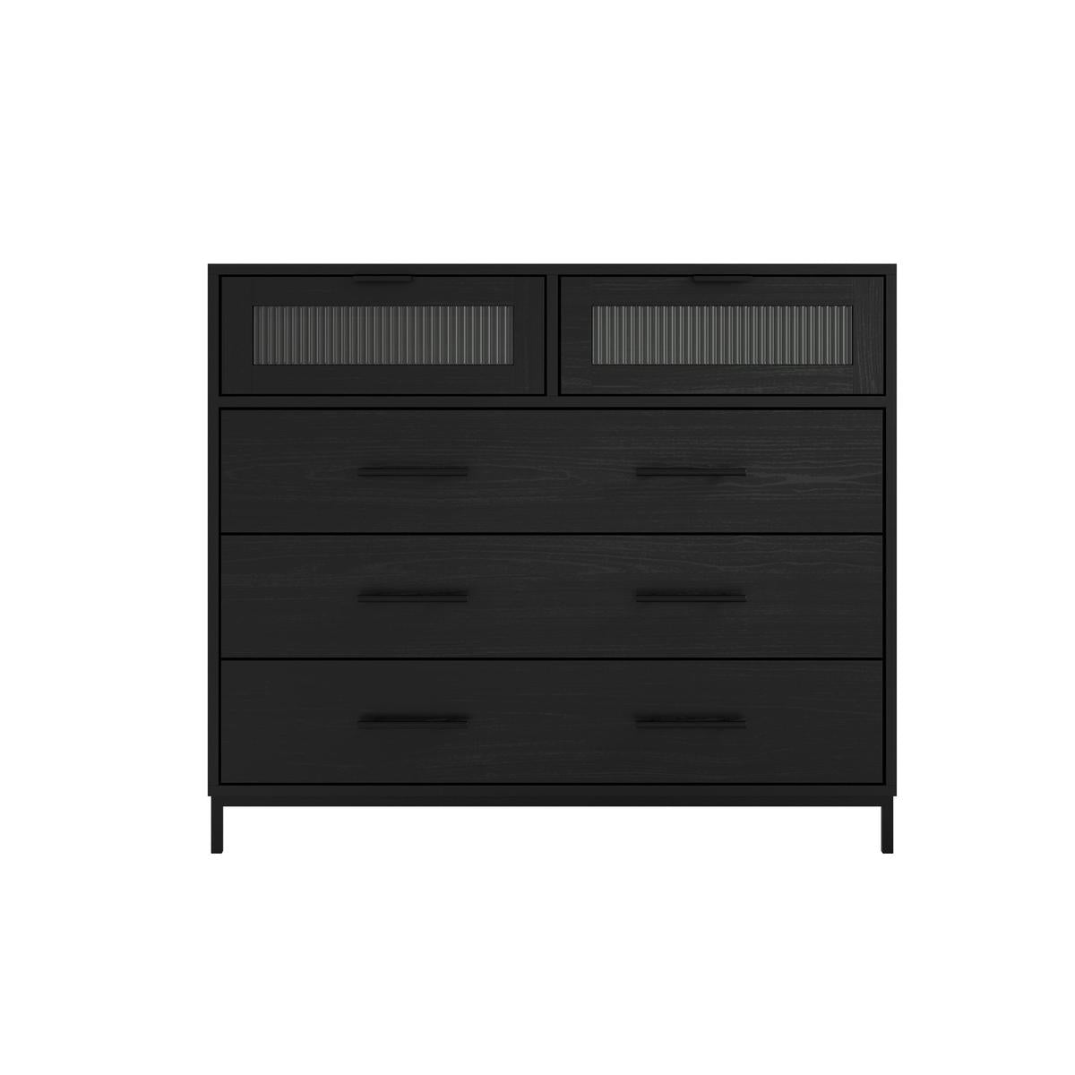 HO+ME Camden Reeded Glass Chest Of Drawers In Black – Beaumonde
