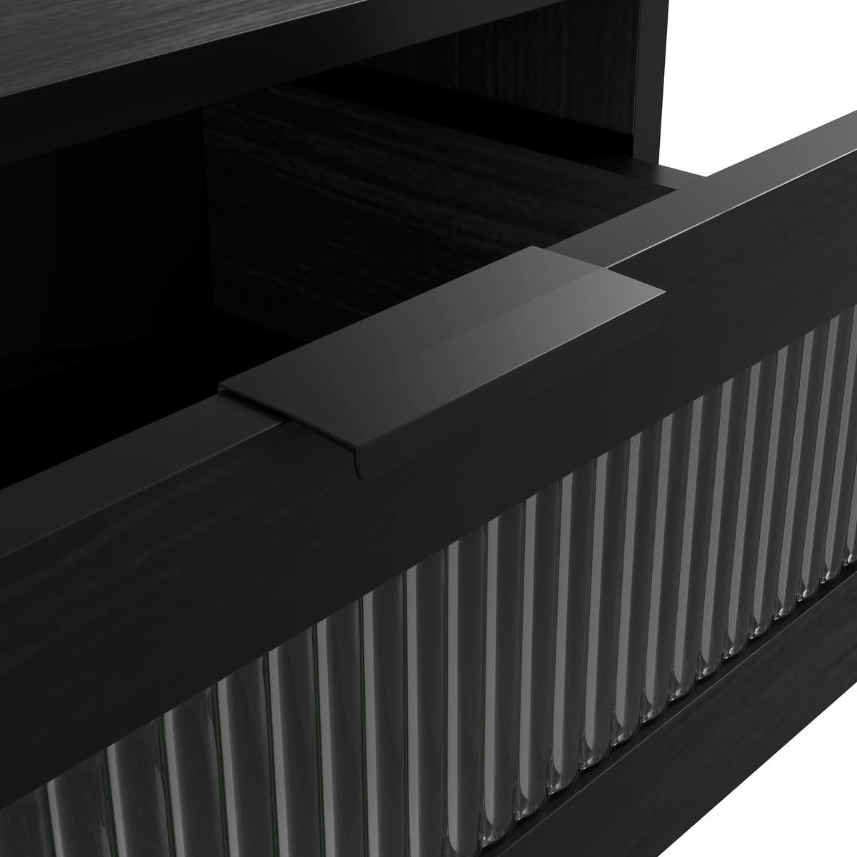 HO+ME Camden Reeded Glass Chest Of Drawers In Black – Beaumonde