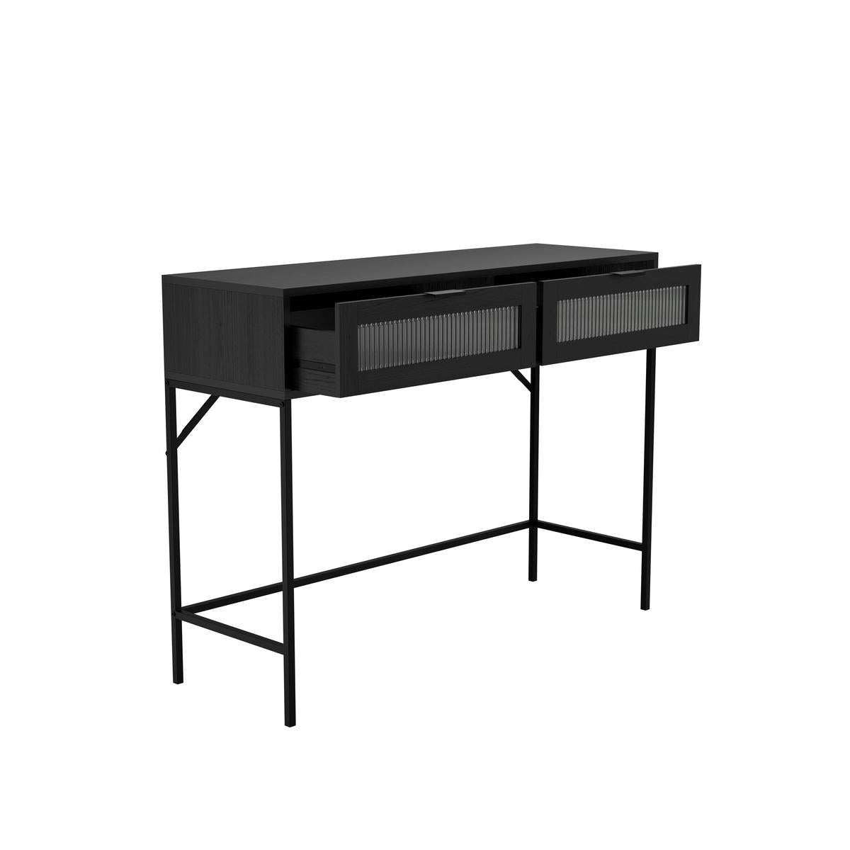 HO+ME Riga Reeded Glass Console Table In Black – Beaumonde