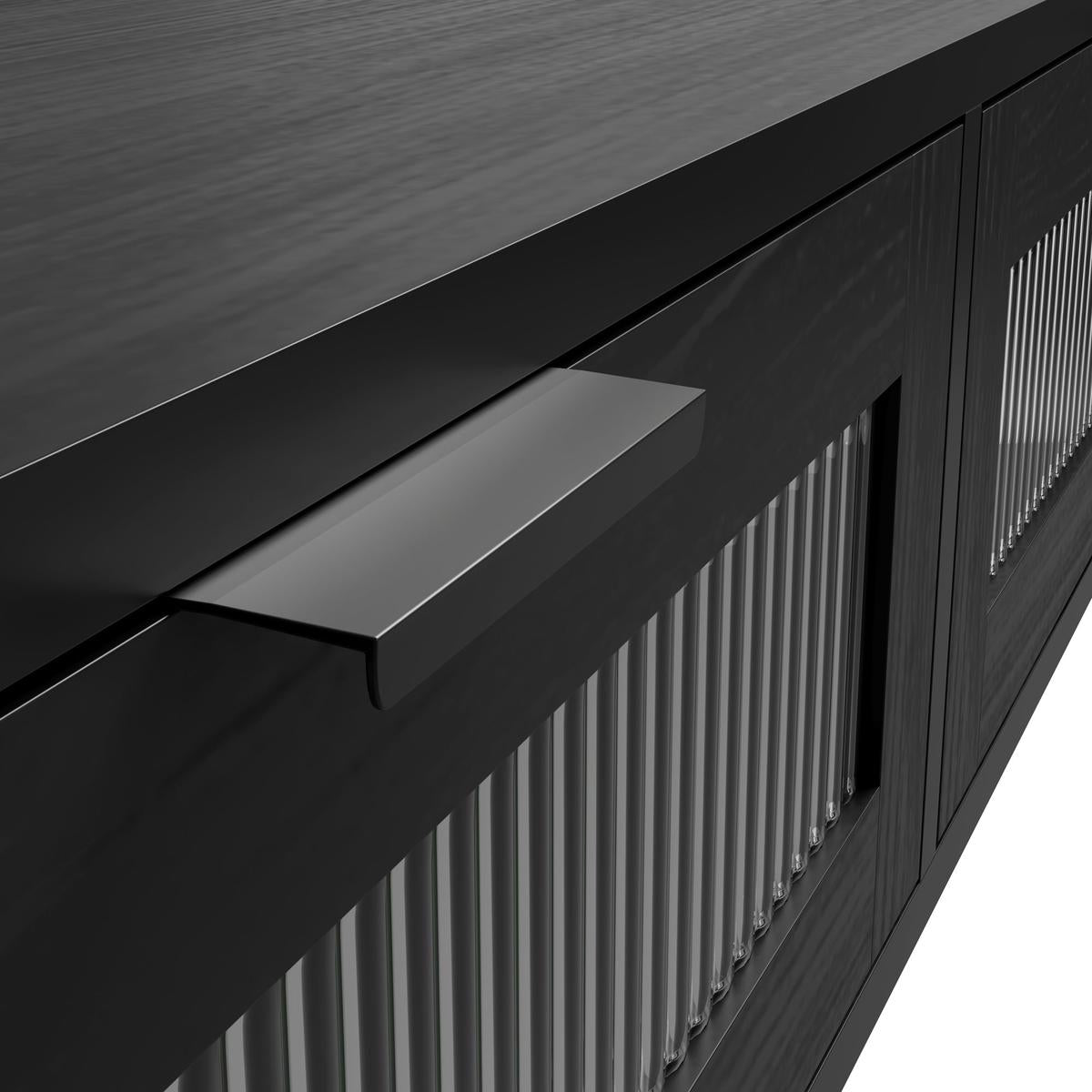 HO+ME Riga Reeded Glass Console Table In Black – Beaumonde